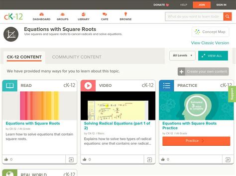 Ck 12 Algebra Equations With Square Roots Unit Plan For 7th Grade