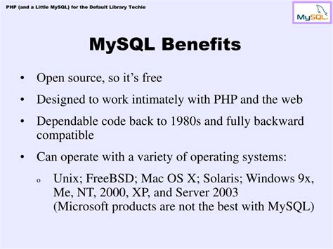 ppt php and a little mysql for the default library techie powerpoint presentation id 4373094