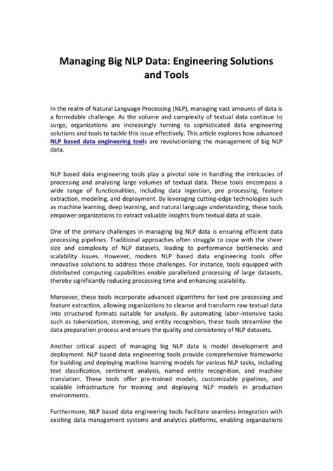 Ppt Nlp Based Data Engineering Solutions And Tools Powerpoint