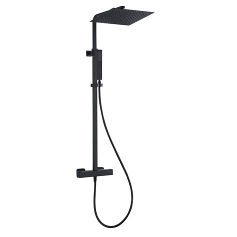 Columna De Ducha Termostática Cuadrada Negra Square Ii Leroy Merlin