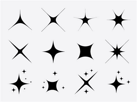 스파클 스타 아이콘 세트 간단한 스타 버스트 기호 터 일러스트레이션 프리미엄 벡터
