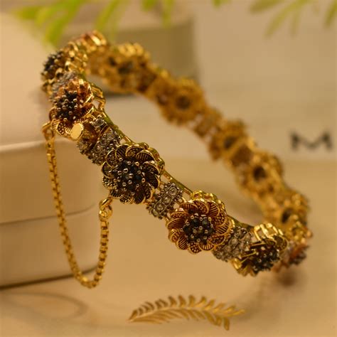 Beautiful Design Real Stones Gold Plated Bangle For Girlswomen