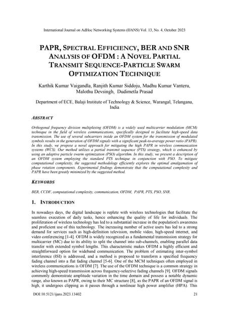 Adaptive Tunicate Swarm Optimization With Partial Transmit Sequence For