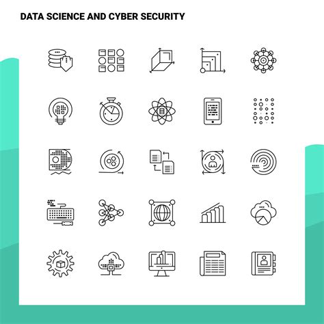 Set Of Data Science And Cyber Security Line Icon Set 25 Icons Vector Minimalism Style Design