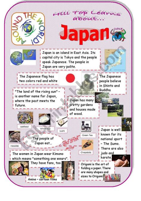 Japan An Introduction To The Country And Culture ESL Worksheet By