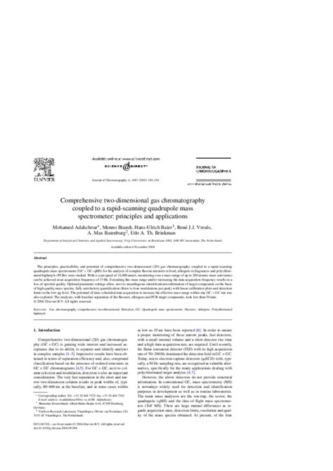 Pdf Comprehensive Two Dimensional Gas Chromatography Coupled To A Rapid Scanning Quadrupole