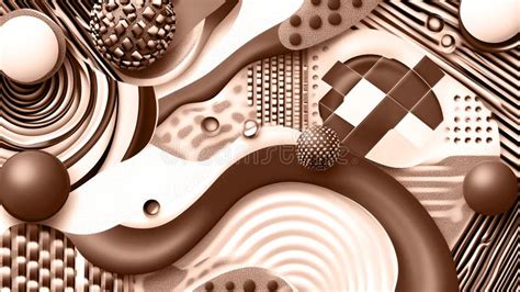 Abstract Composition Of Geometric Shapes Textures And Patterns In Mocha Mousse Tones
