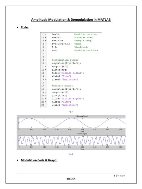 Amplitude Modulation And Demodulation In Matlab Code Pdf