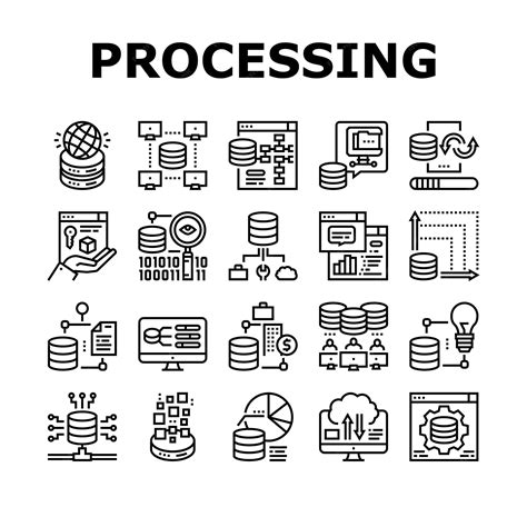 Premium Vector Digital Processing Collection Icons Set Vector