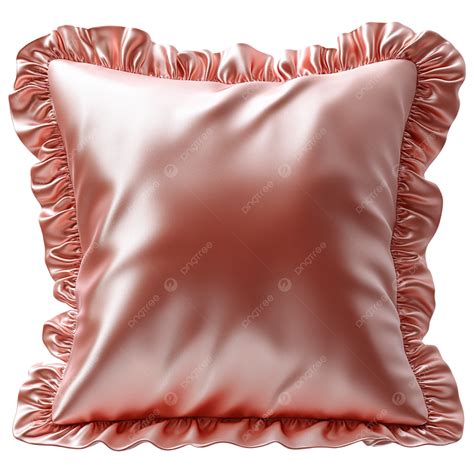 부드러운 복숭아 색조와 섬세한 주름 장식 가장자리가있는 고급스러운 새틴 베개 편안한 우아함을 상징하는 세련된 생활 공간의 부유 한 매력 새틴 베개 복숭아 베개 고급