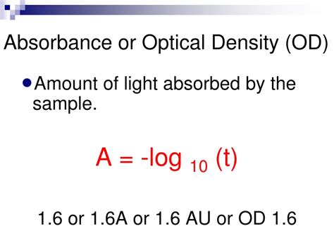 Optical Density And Absorbance Formula At Matilda Howard Blog