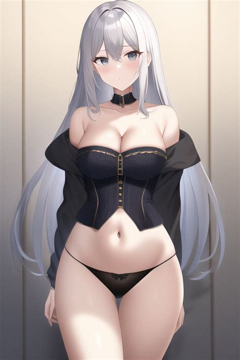 SAMe On Twitter Masterpiece Off Shoulderh Quality Black Panties Silver Hair Long Hair
