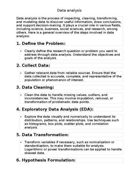 Intro To Data Analysis Notes Data Analysis Data Analysis Is The Process Of Inspecting