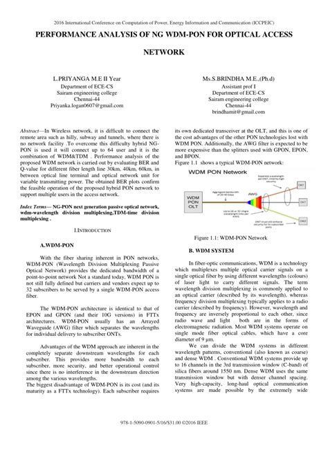 Pdf Performance Analysis Of Ng Wdm Pon For Optical Access Networks
