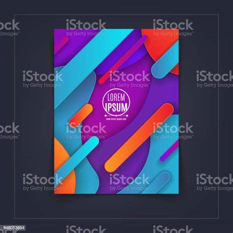 화려한 그라데이션 커버 디자인입니다 밝은 색된 종이 레이어의 벡터 미래 그림입니다 액체 색 형태와 추상적인 창작 배경입니다 동적