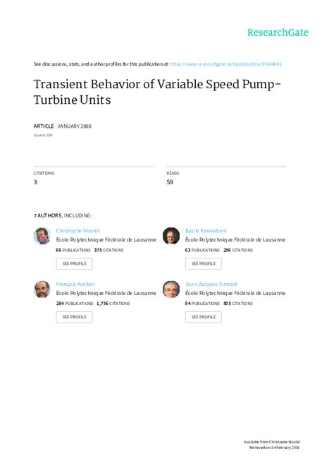Pdf Transient Behavior Of Variable Speed Pumpturbine Units