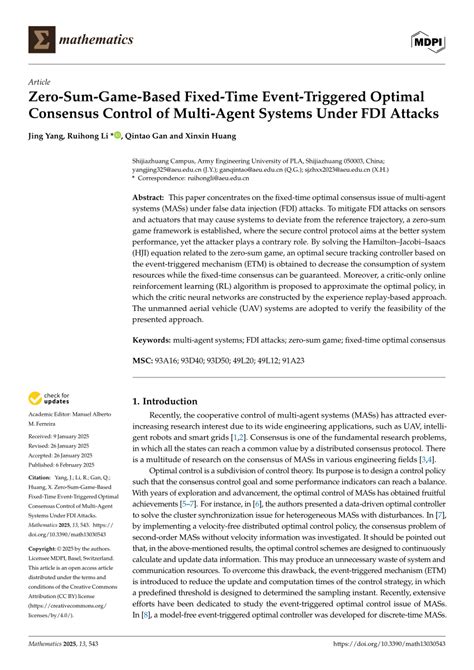 Pdf Zero Sum Game Based Fixed Time Event Triggered Optimal Consensus