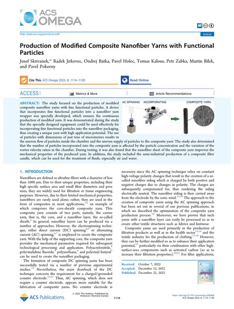 Pdf Production Of Modified Composite Nanofiber Yarns With Functional