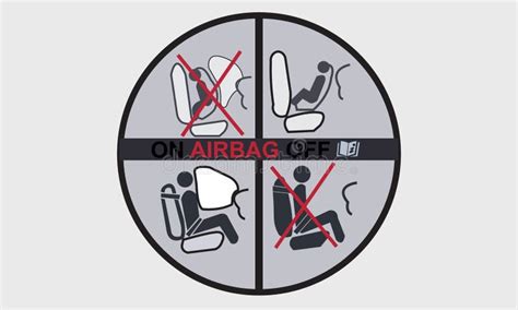 Airbag Warning Sign Design For Car Dashboard And Vehicle Safety Stock