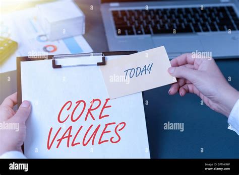 Text Caption Presenting Core Values Concept Meaning Principles Which