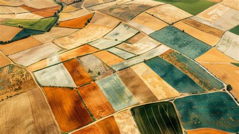 Aerial View Of Patchwork Field Stock Image Image Of Plants Geometric
