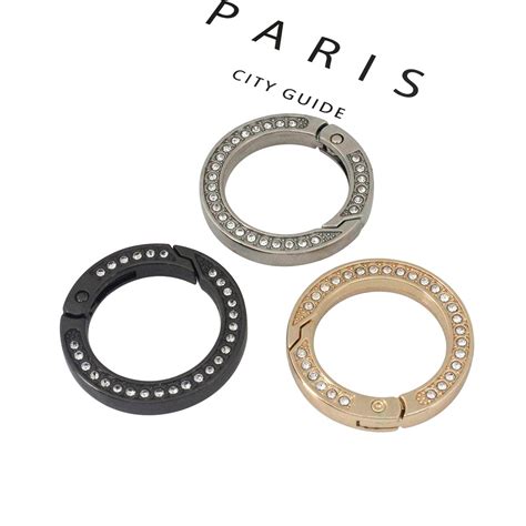 1pcs Metal Double Sided Rhinestone Spring Gate O Ring Leather Craft Bag