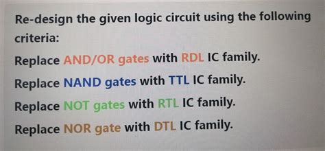 Solved Re Design The Given Logic Circuit Using The Following Chegg