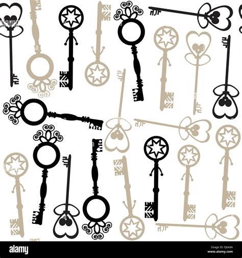 Old Keys Seamless Pattern And Seamless Pattern In Swatch Menu Georgeous Background And Cover