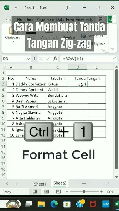 Cara Membuat Tanda Tangan Zig Zag Excel Shortsexcel Youtube