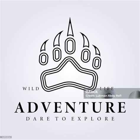 선 포식자 발자국 간단한 기호 벡터 일러스트 레이 션 디자인 선형 Monoline 회색 곰 호랑이 사자 팬더 북극곰 갈고리