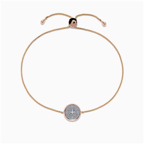 Novelty 14k Two Tone Gold Diamond Compass Bracelet