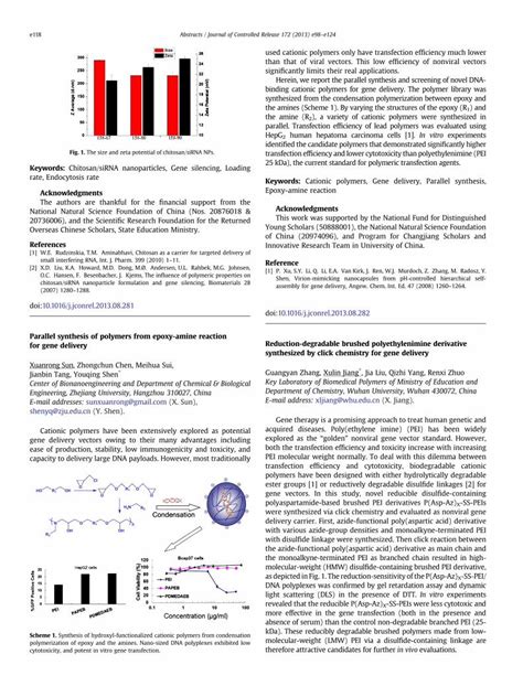 Pdf Parallel Synthesis Of Polymers From Epoxy Amine Reaction For Gene Delivery Dokumen Tips