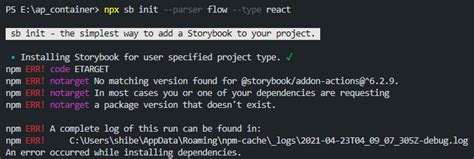 Setup Fails To Install Storybook Due To Missing Version · Issue 14700 · Storybookjsstorybook