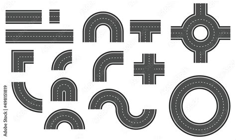 Road Segment Pieces Clipart Set Color Stock Vector Adobe Stock