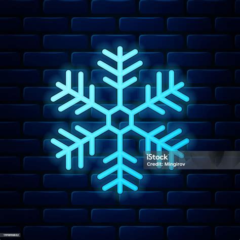 벽돌 벽 배경에 격리 빛나는 네온 눈송이 아이콘 벡터 일러스트레이션 0명에 대한 스톡 벡터 아트 및 기타 이미지 0명 12월 1월 Istock