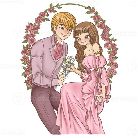 Couple Princess Cartoon Doodle Kawaii Anime Coloring Page Cute