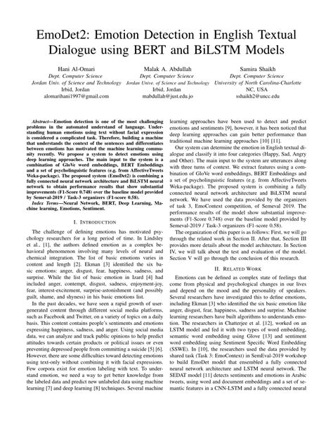 Pdf Emodet2 Emotion Detection In English Textual Dialogue Using Bert