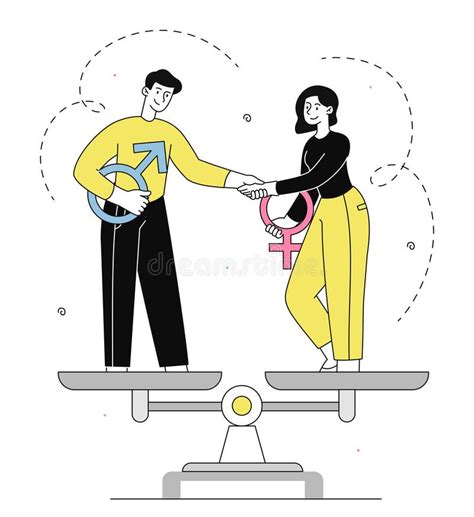 Gender Equality Vector Linear Concept Stock Vector Illustration Of
