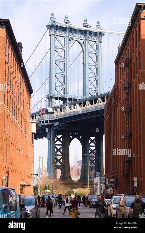 Manhattan Bridge As Seen From Washington Street Dumbo Brooklyn Ny
