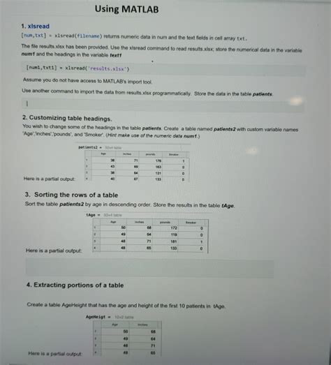 Solved Using Matlab 1 Xisread Num Txt Xlsreadfilename