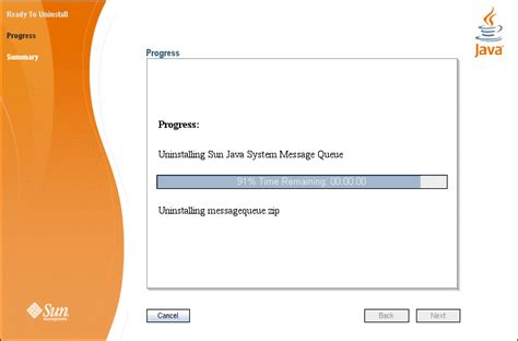 Uninstalling In Gui Mode Sun Java System Message Queue 41