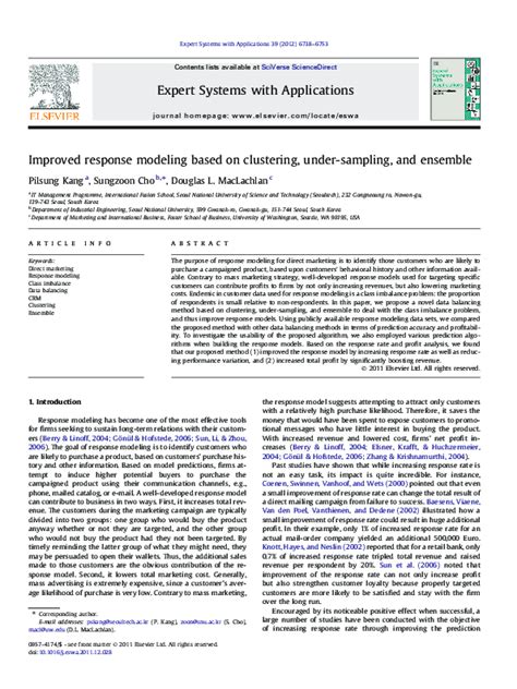 pdf improved response modeling based on clustering under sampling