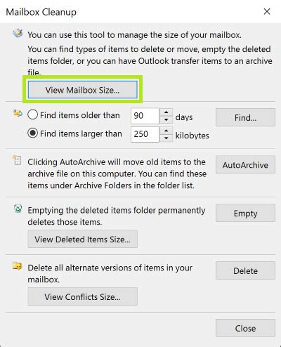 How To Check Size Of Outlook Mailbox Longfamily