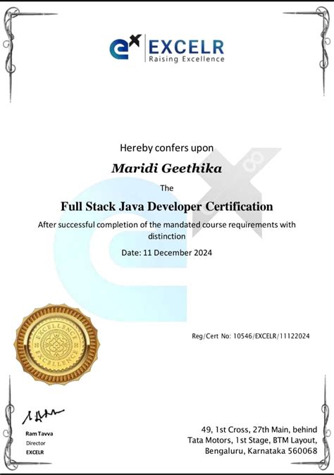 Excelr Javafullstack Certification Careergrowth Learning Geethika Reddy