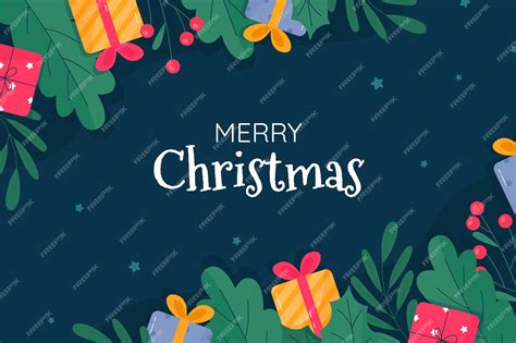 플랫 크리스마스 시즌 축하 배경 프리미엄 벡터