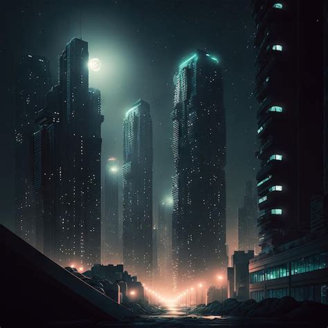 Premium Photo A Cityscape With A Dark Cityscape And A Light On The