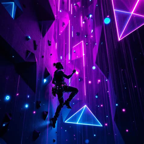 Free Neon Vertical Ascent Image Cyberpunk Climbing Neon Download