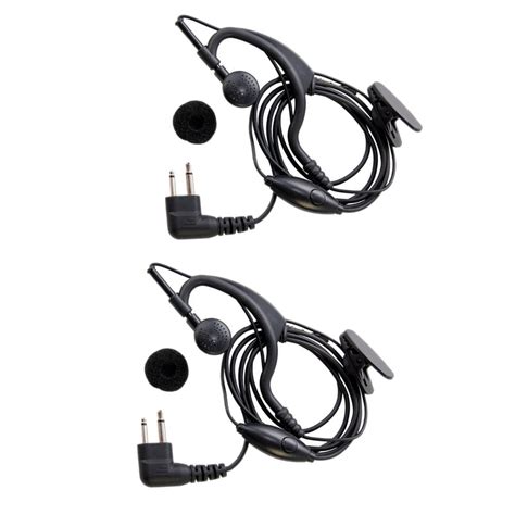 Hqrp Set 2pcs 2 Pin External Ear Loop Hands Free With Push To Talk