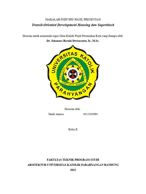 Transit Oriented Development Housing Dan Superblock Pdf