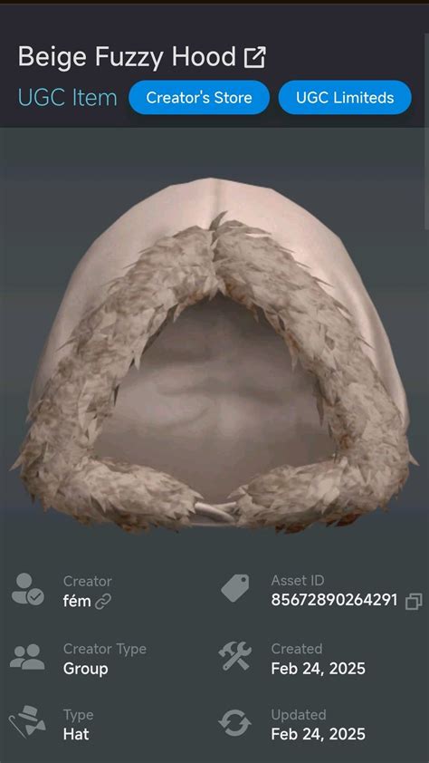 Fuzzy Hood With Fur Roblox
